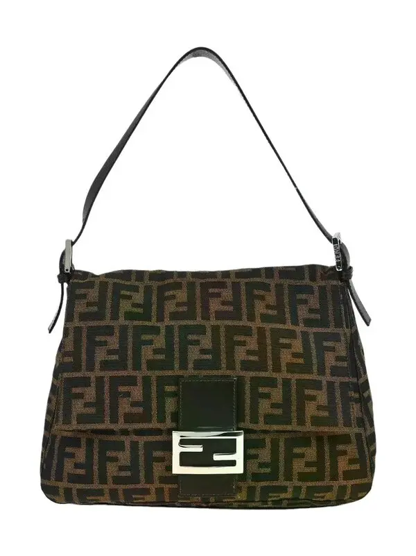Fendi 2001 Zucca Mamma Baguette Shoulder Bag - Black