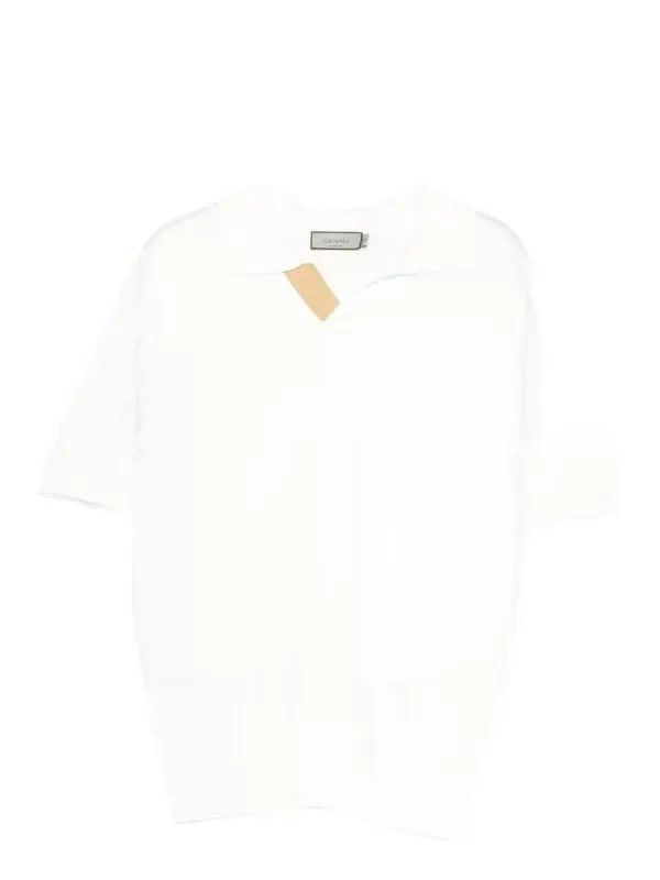 Canali Short-sleeve Open Collar Polo Shirt - White