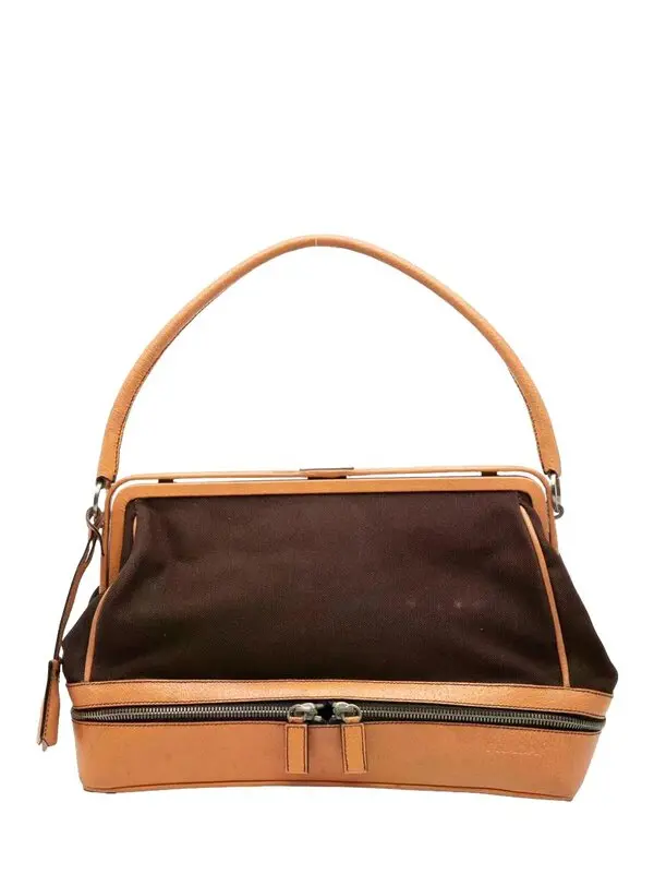 Prada 2010-2026 Canvas Canapa Cerniera Frame Doctor Bag - Brown
