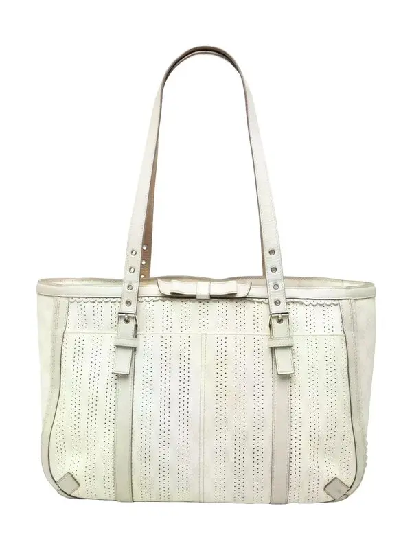 Loewe 2007 Anagram Perforated Tote Bag - White