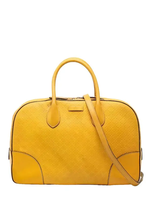 Gucci Diamante Leather Satchel - Yellow