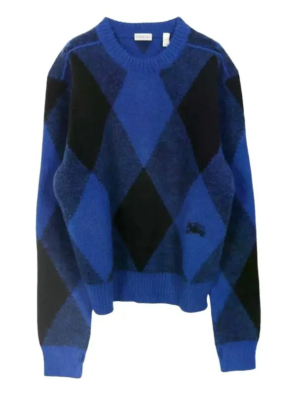 Burberry Argyle-check Crew-neck Sweater - Blue