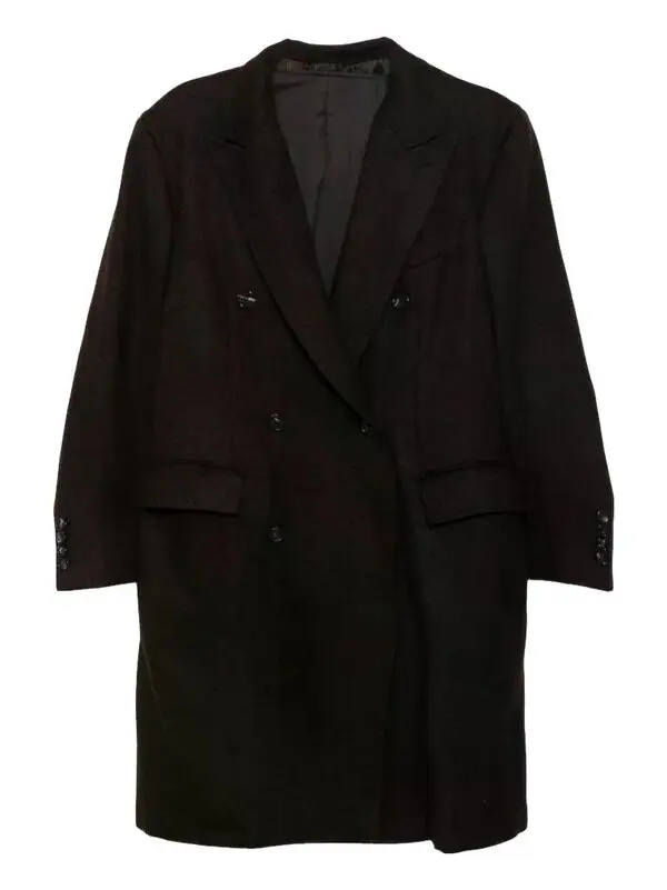 Brioni Spiga Double-breasted Overcoat - Brown