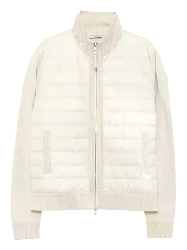 Moncler Padded Wool Zip-up Cardigan - Neutrals