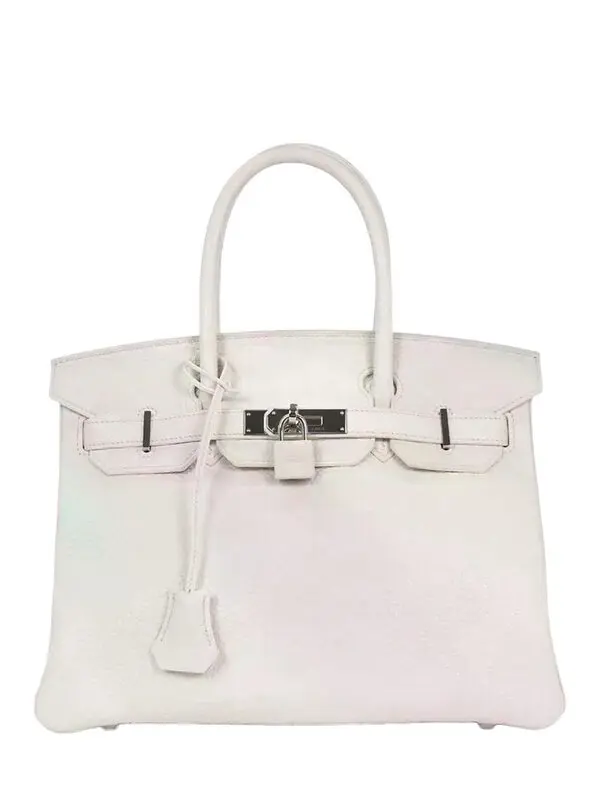 Hermès 2014 30 Birkin Clemence Leather Tote - White