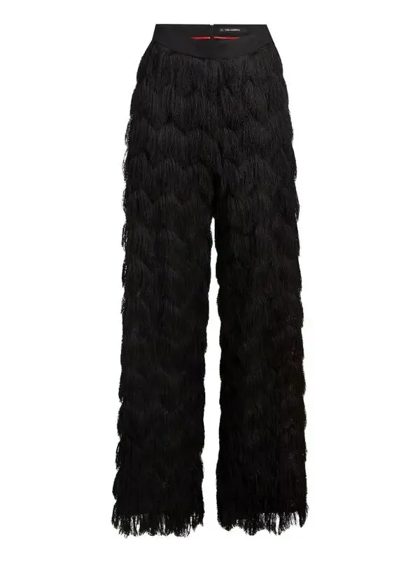 Karl Lagerfeld Karl Studio Logo-detail Fringe Trousers - Black