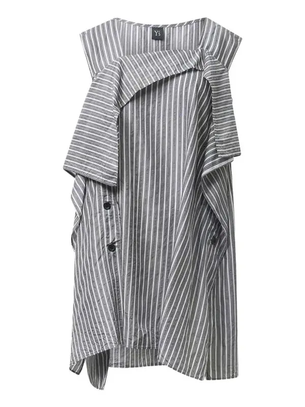 Y’s Flared Striped Blouse - Grey