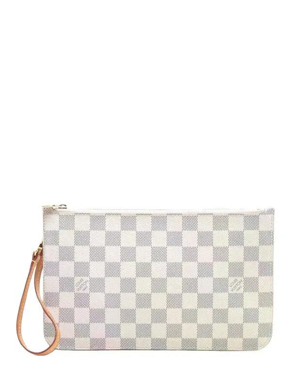 LOUIS VUITTON 2015 Damier Azur Neverfull Pochette - White