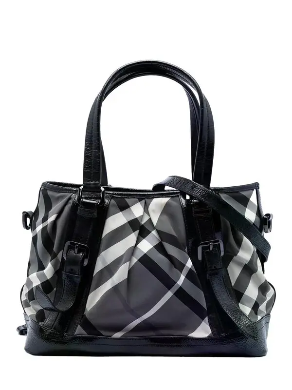 Burberry Beat Check Nylon Lowry Satchel - Black