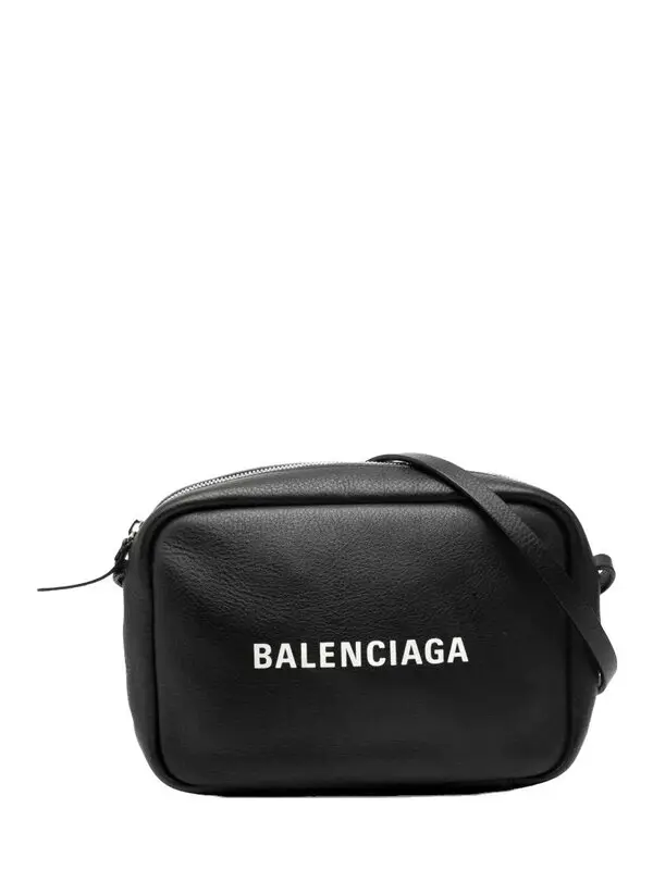 Balenciaga Leather Camera Crossbody Bag - Black