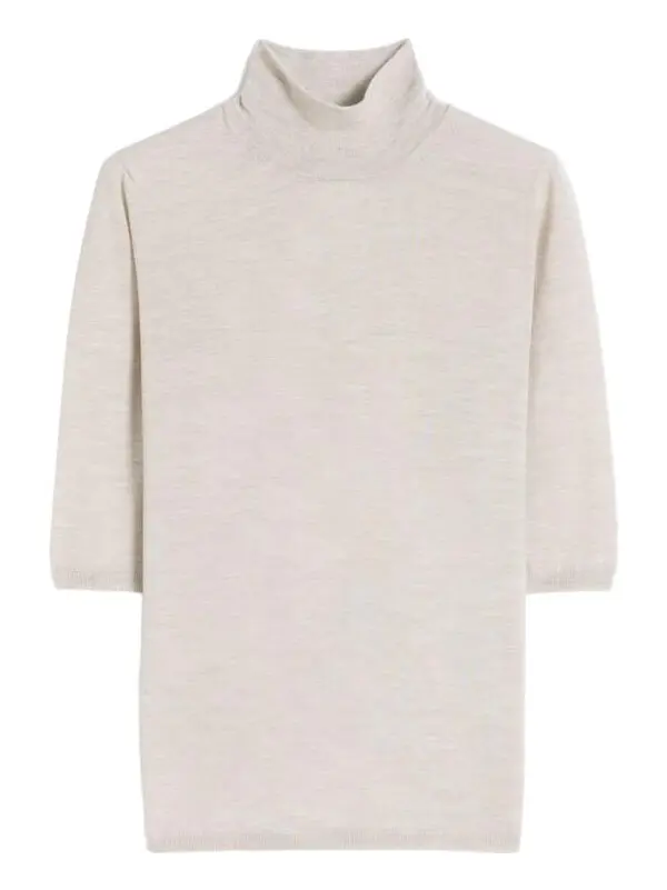 Max Mara Stockinette-stitched Wool Polo-neck Sweater - Powder