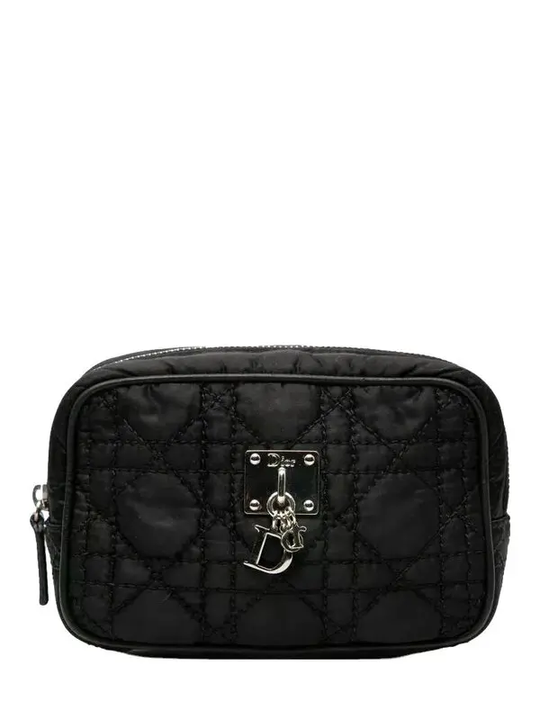 Dior 2008 Nylon Cannage Charm Trousse Pouch - Black