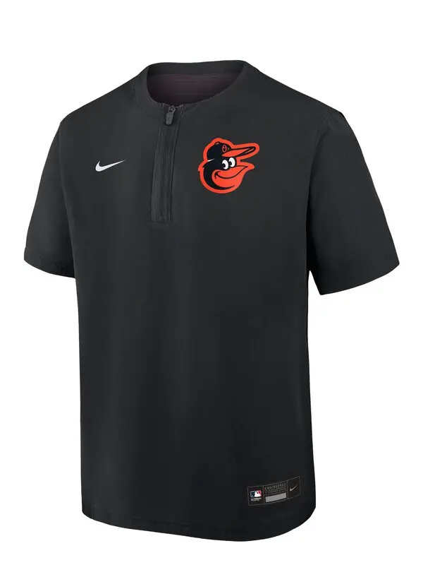 Nike Baltimore Orioles Authentic Collection Dri-fit Mlb 1/4-zip Short-sleeve Windshirt - Black