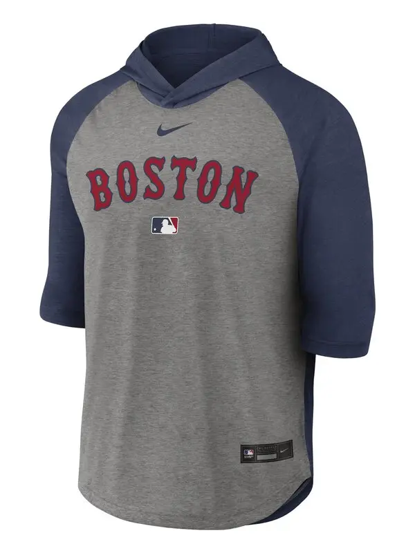 Nike Boston Red Sox Authentic Collection Flux Dri-fit Mlb 3/4-sleeve Hooded T-shirt - Blue