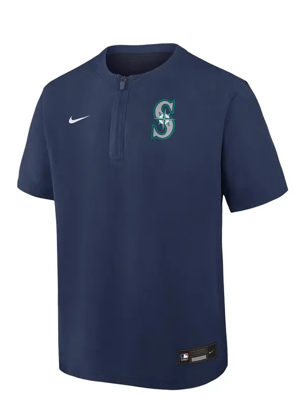 Nike Seattle Mariners Authentic Collection Dri-fit Mlb 1/4-zip Short-sleeve Windshirt - Blue