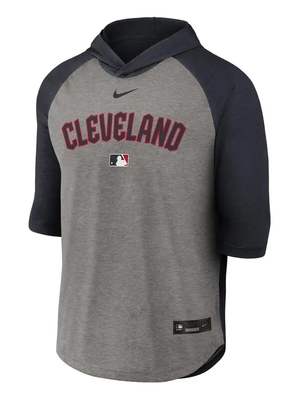 Nike Cleveland Guardians Authentic Collection Flux Dri-fit Mlb 3/4-sleeve Hooded T-shirt - Blue