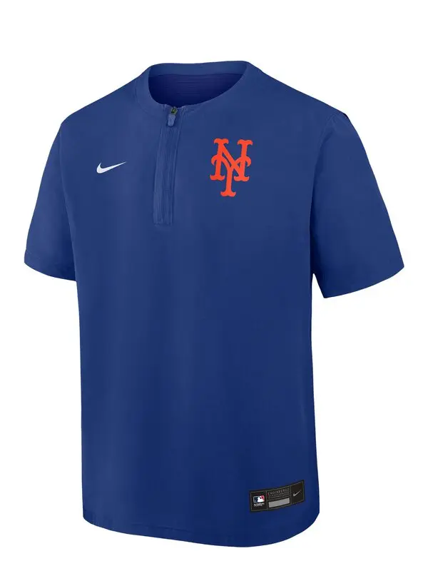 Nike New York Mets Authentic Collection Dri-fit Mlb 1/4-zip Short-sleeve Windshirt - Blue