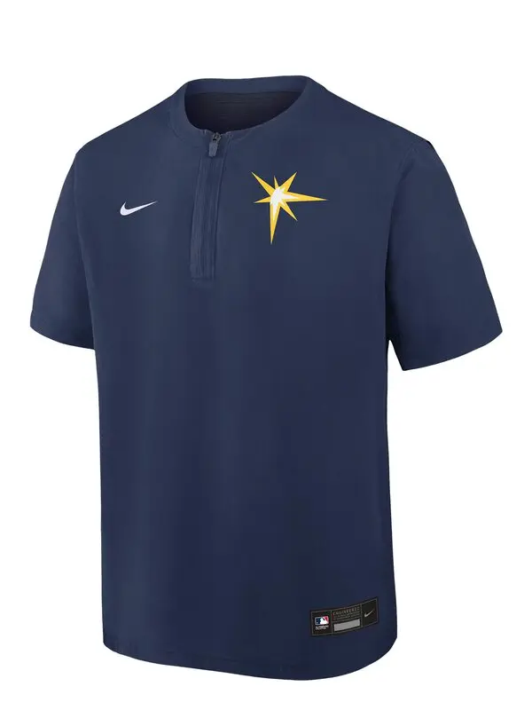 Nike Tampa Bay Rays Authentic Collection Dri-fit Mlb 1/4-zip Short-sleeve Windshirt - Blue