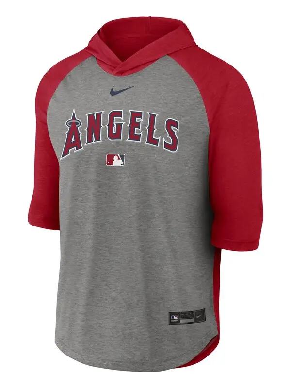 Nike Los Angeles Angels Authentic Collection Flux Dri-fit Mlb 3/4-sleeve Hooded T-shirt - Red