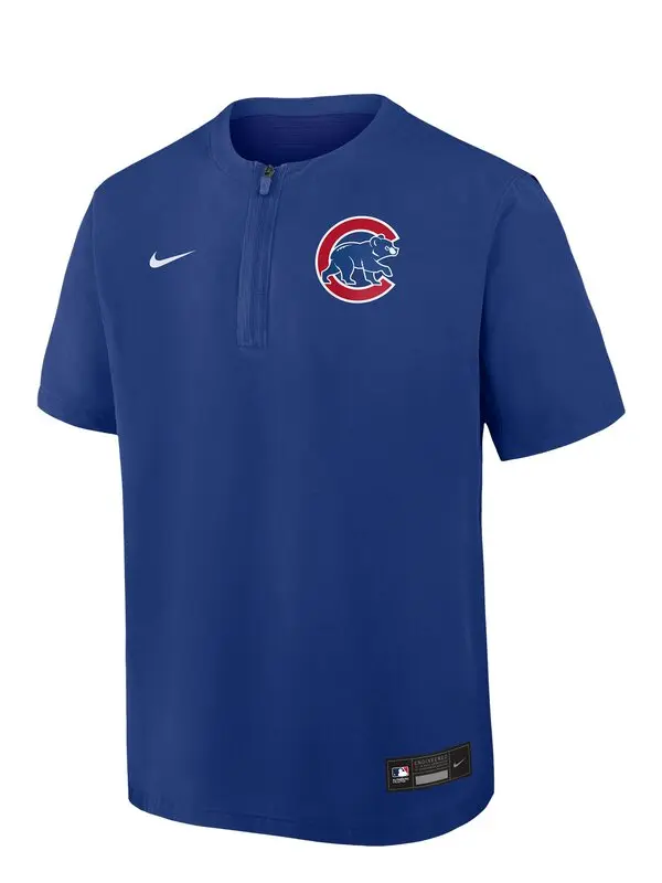 Nike Chicago Cubs Authentic Collection Dri-fit Mlb 1/4-zip Short-sleeve Windshirt - Blue