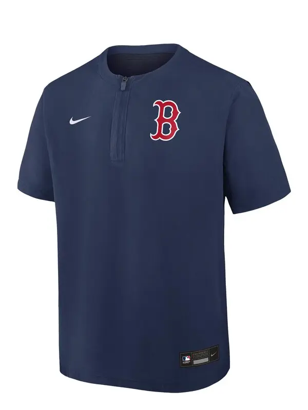Nike Boston Red Sox Authentic Collection Dri-fit Mlb 1/4-zip Short-sleeve Windshirt - Blue