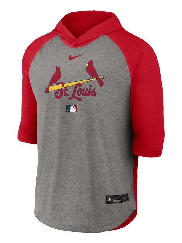 Nike St. Louis Cardinals Authentic Collection Flux Dri-fit Mlb 3/4-sleeve Hooded T-shirt - Red