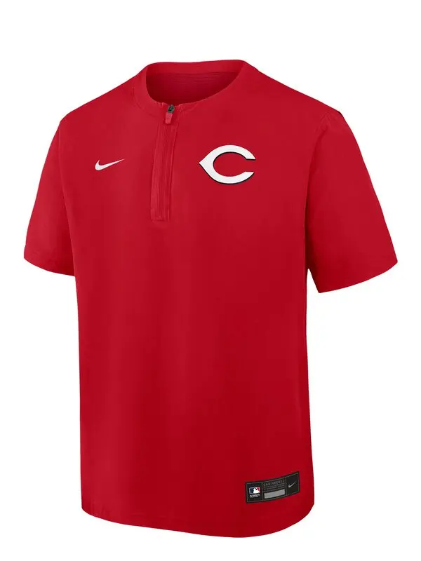 Nike Cincinnati Reds Authentic Collection Dri-fit Mlb 1/4-zip Short-sleeve Windshirt - Red