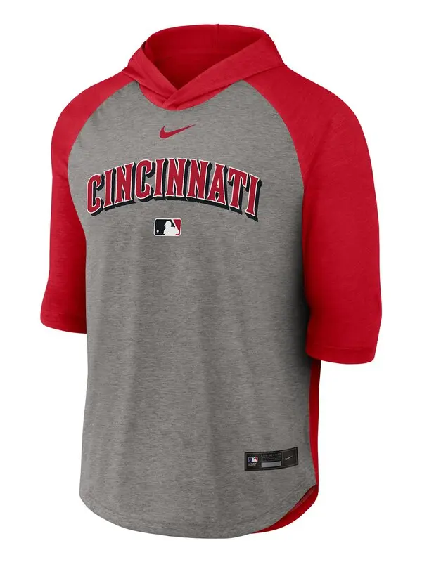 Nike Cincinnati Reds Authentic Collection Flux Dri-fit Mlb 3/4-sleeve Hooded T-shirt - Red