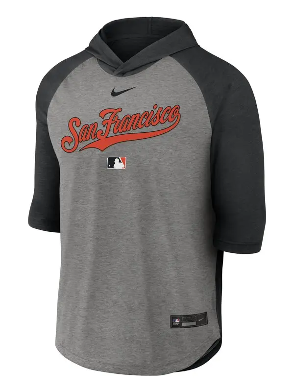 Nike San Francisco Giants Authentic Collection Flux Dri-fit Mlb 3/4-sleeve Hooded T-shirt - Black
