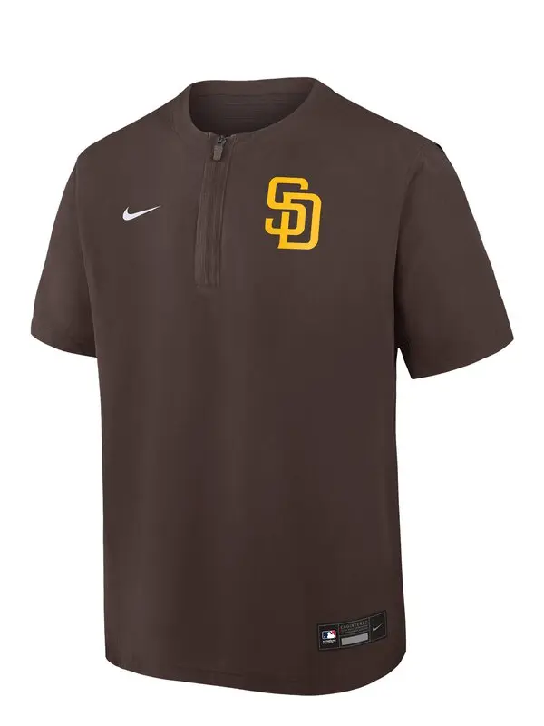 Nike San Diego Padres Authentic Collection Dri-fit Mlb 1/4-zip Short-sleeve Windshirt - Brown