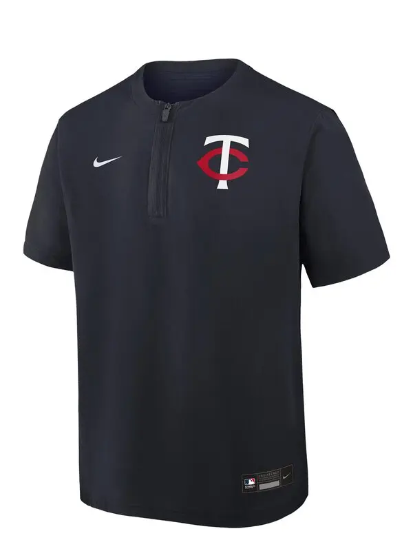 Nike Minnesota Twins Authentic Collection Dri-fit Mlb 1/4-zip Short-sleeve Windshirt - Blue