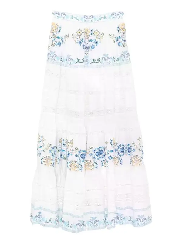 Camilla Homespun Heart Maxi Skirt - White
