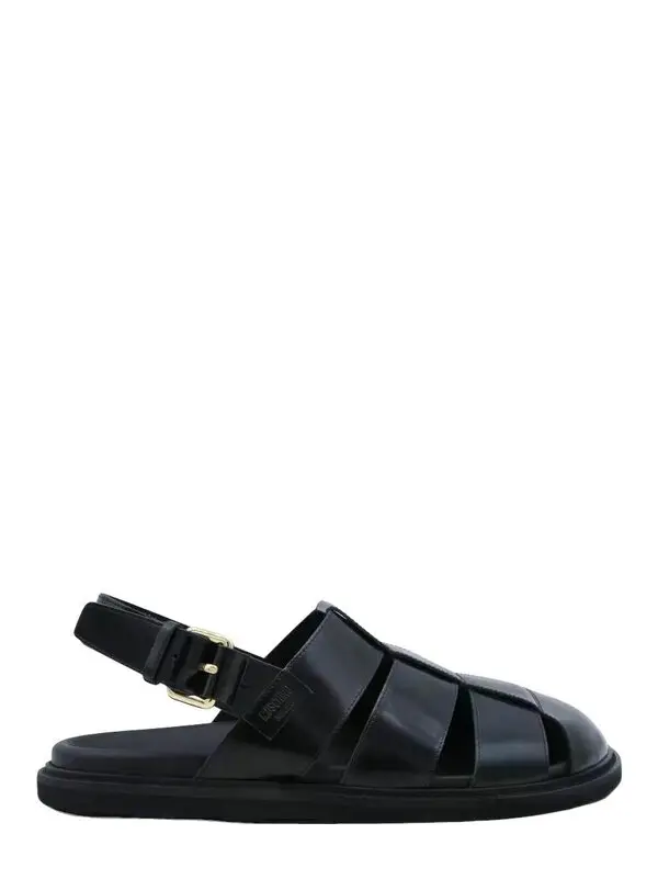Moschino Strappy Buckle Leather Sandals - Black