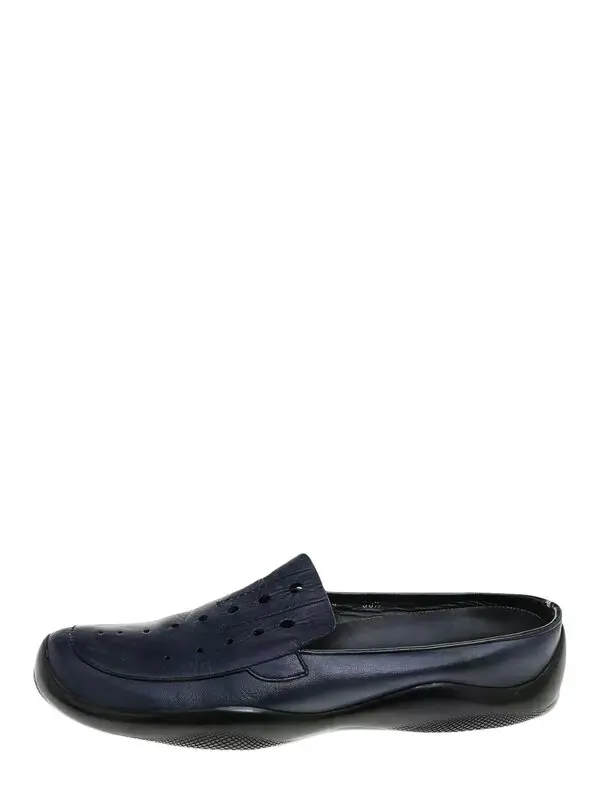 Prada Leather Perforated Loafers - Blue