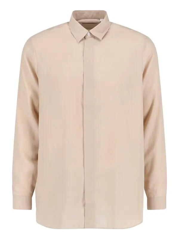 LARDINI Tencel And Linen Shirt - Beige