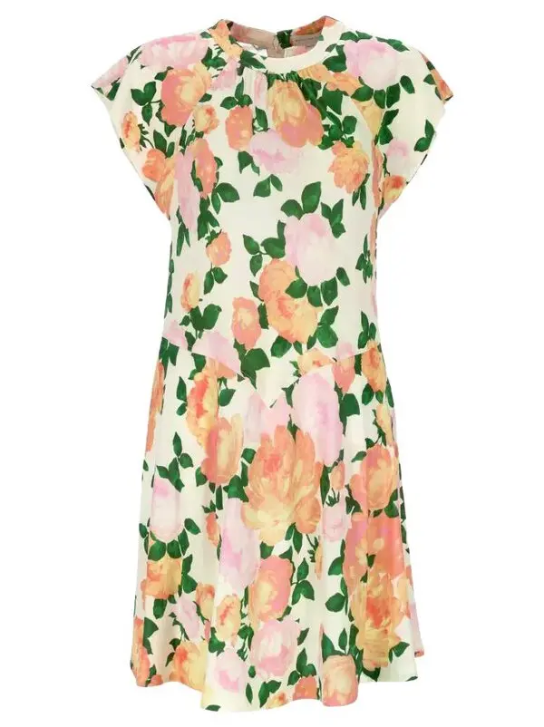 Stella McCartney Floral Print Mini Dress - Neutrals