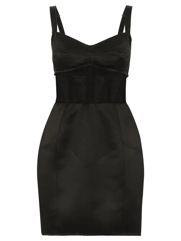 Dolce & Gabbana Short Satin Corset Dress - Black