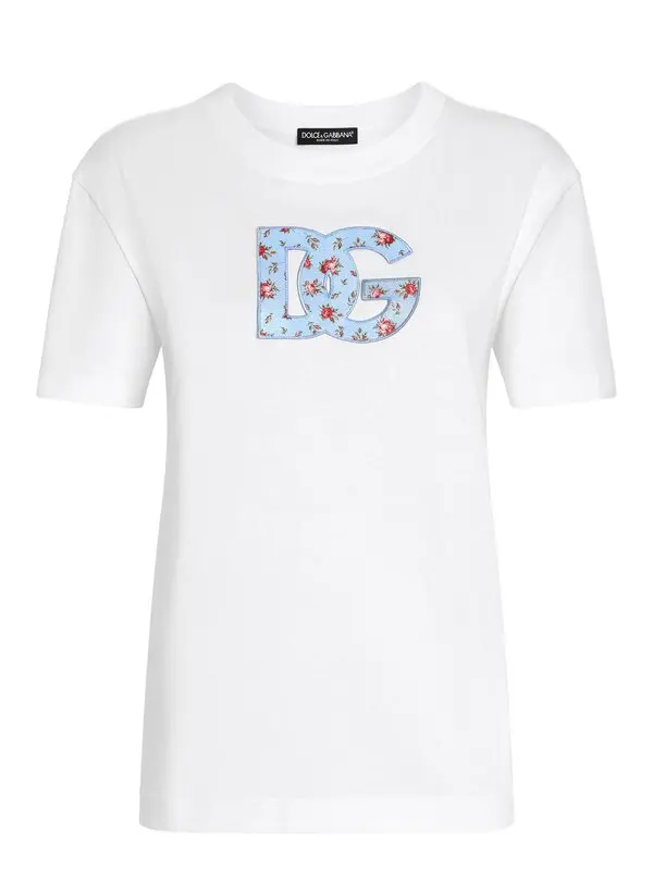 Dolce & Gabbana Jersey T-shirt With Dg Print Patch - White