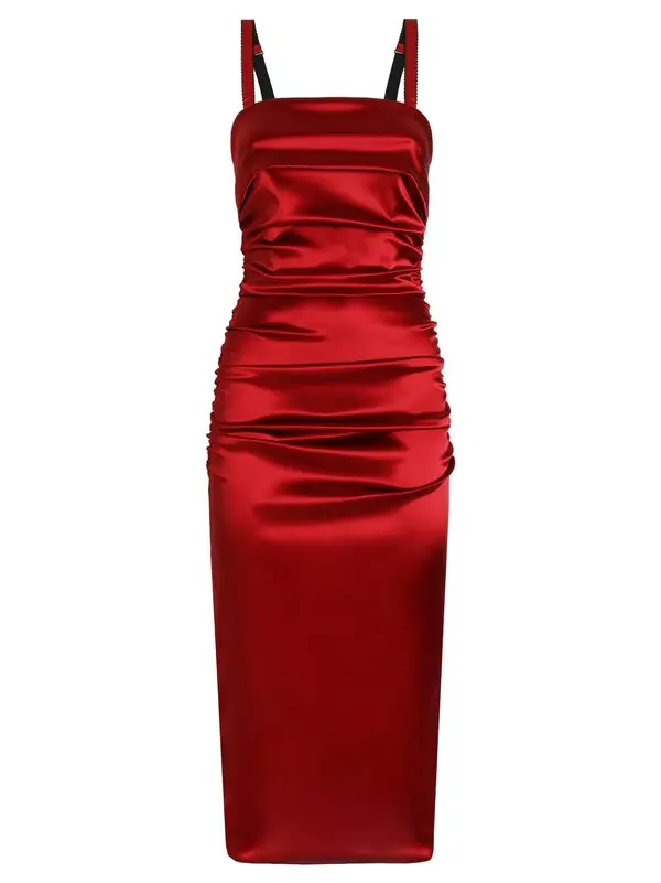 Dolce & Gabbana Fitted Stretch-satin Dress - Bordeaux