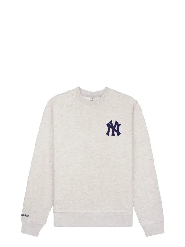 SPORTY & RICH Heritage Yankees Crewneck Sweatshirt - Grey