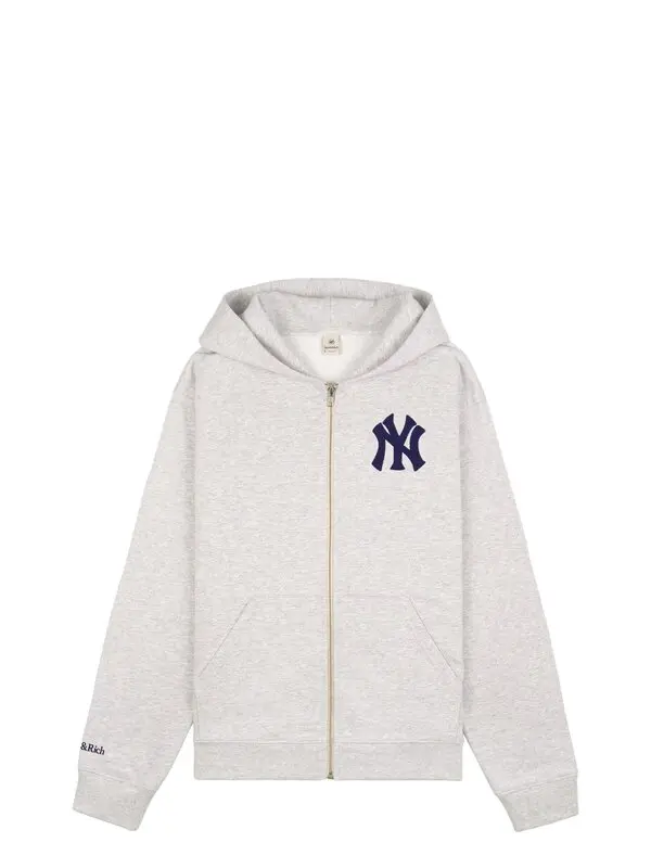 SPORTY & RICH Heritage Yankees Zip-up Hoodie - Grey