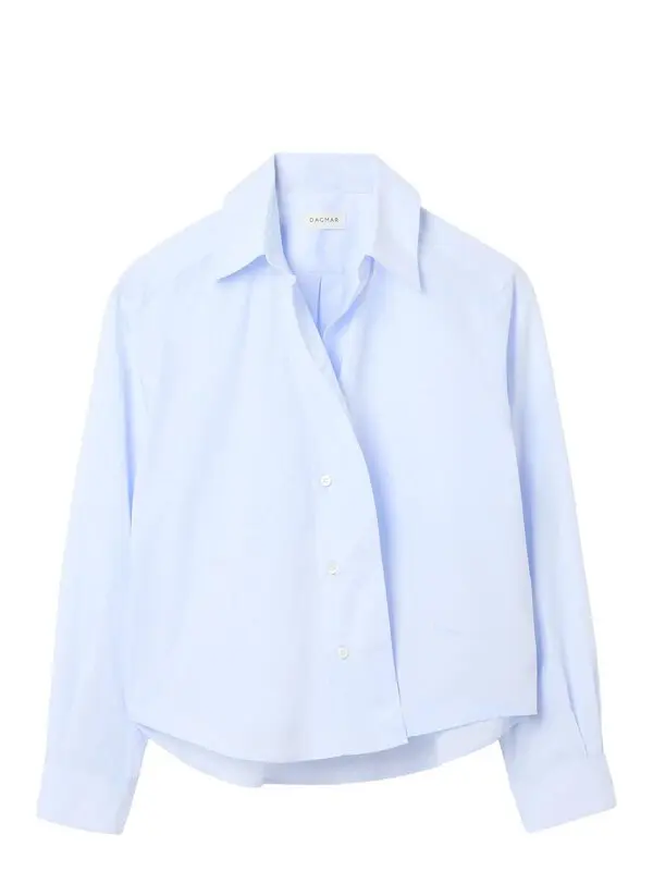 HOUSE OF DAGMAR Cropped Button-up Shirt - Light Blue