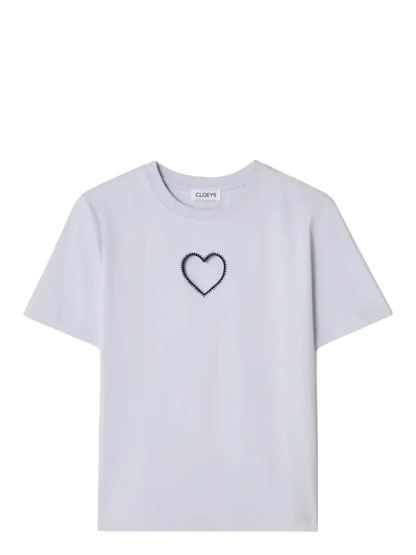 CLOEYS Heart T-shirt - Light Blue