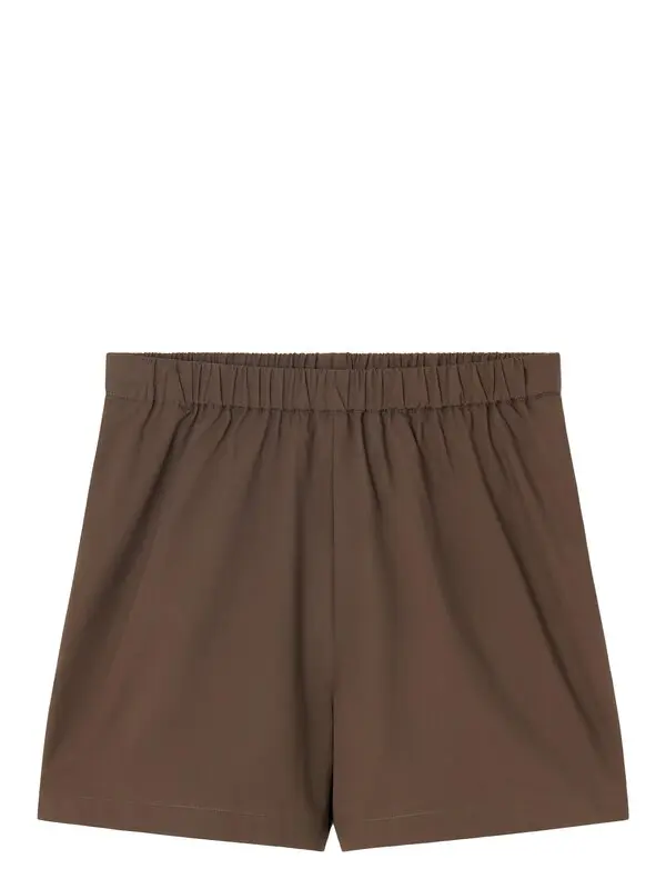 GWYN Relaxed Fit Cotton Poplin Shorts - Ash Brown