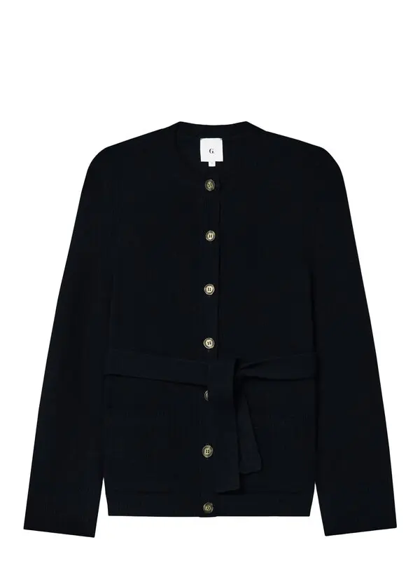 GWYN Slim Belted Cardigan - Black