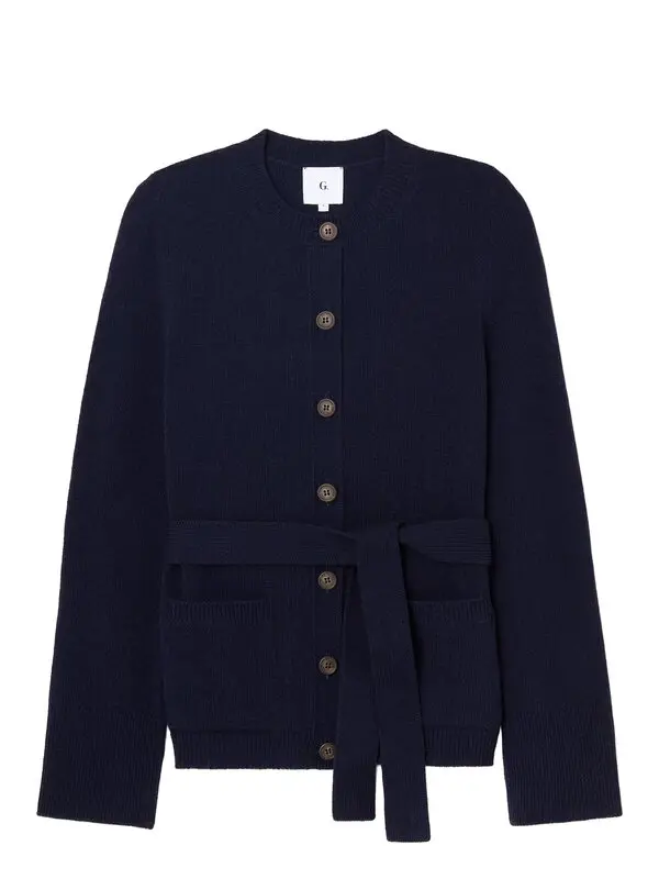 GWYN Slim Belted Cardigan - Navy