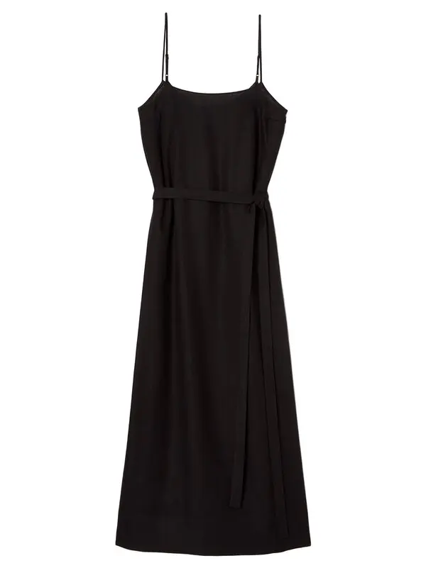 GWYN Strappy Midi Dress With Belt - Black