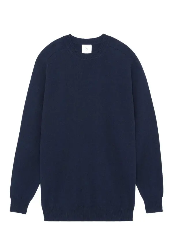 GWYN Oversized Cashmere Crewneck Sweater - Navy