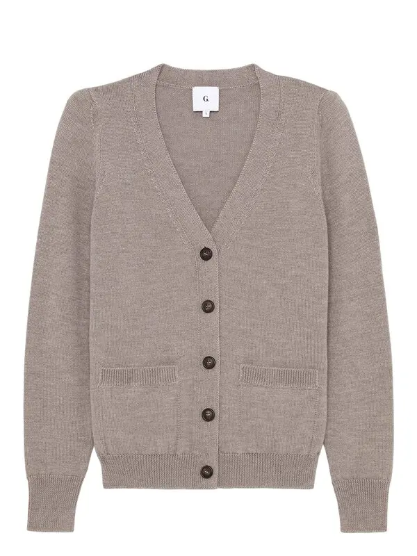 GWYN Signature Cashmere-silk Cardigan - Khaki