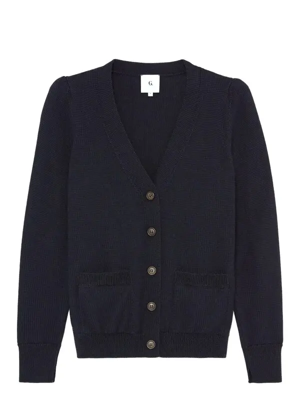 GWYN Signature Cashmere-silk Cardigan - Navy